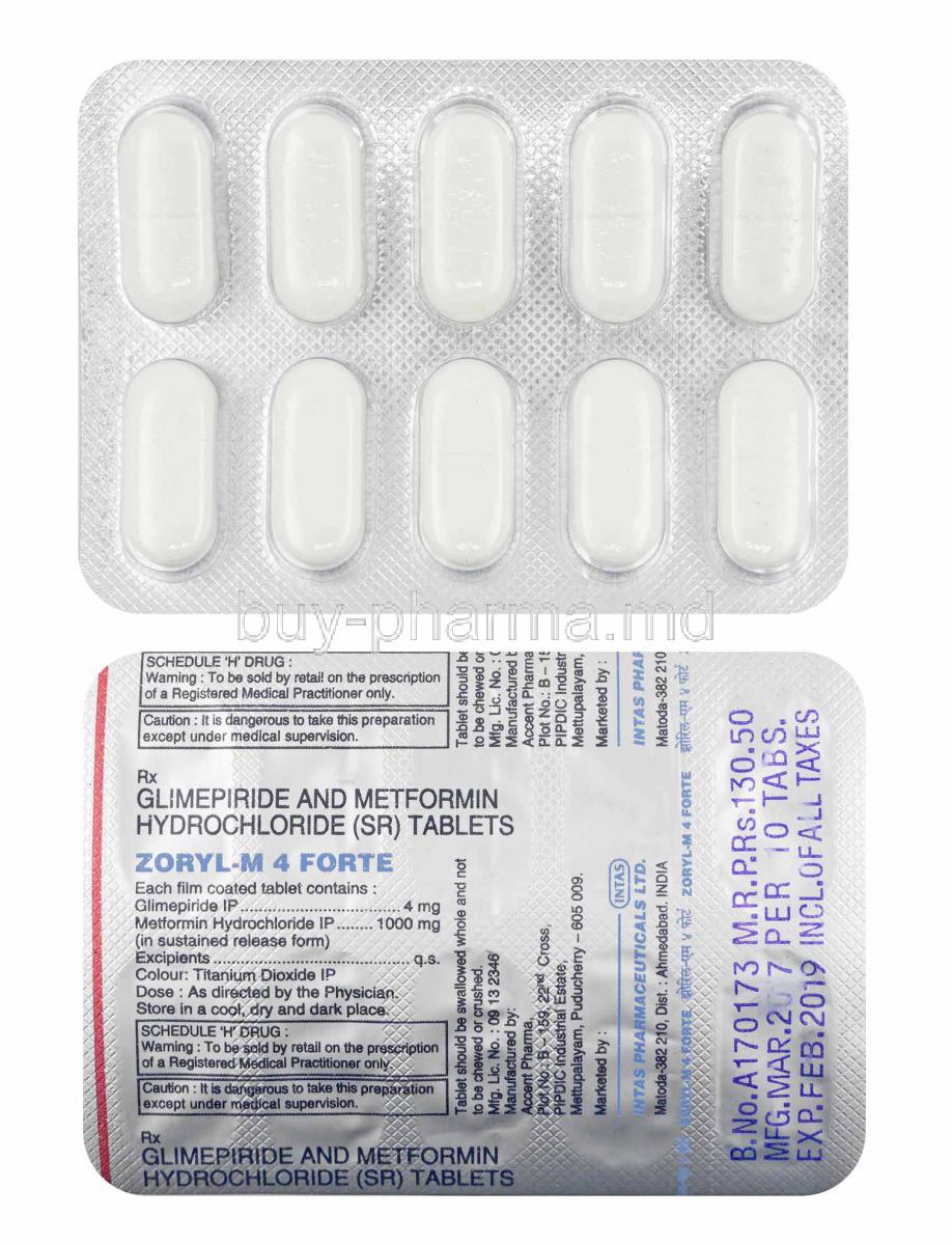 Buy Zoryl m Forte Glimepiride Metformin Online